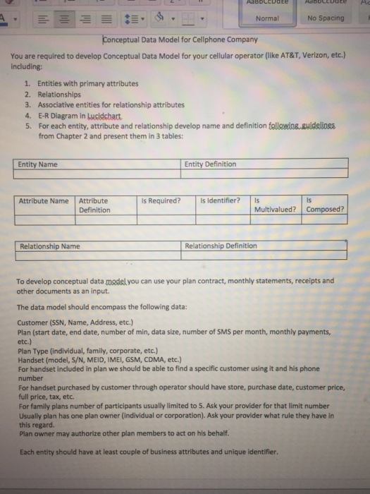 Solved You are required to develop Conceptual Data Model for | Chegg.com