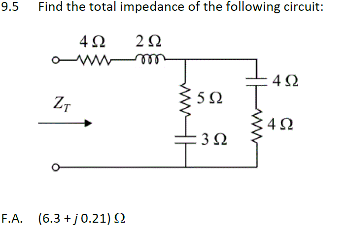 Solved Find the total impedance of the following circuit: | Chegg.com