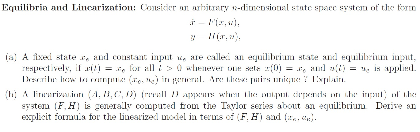 Solved Equilibria and Linearization: Consider an arbitrary n | Chegg.com