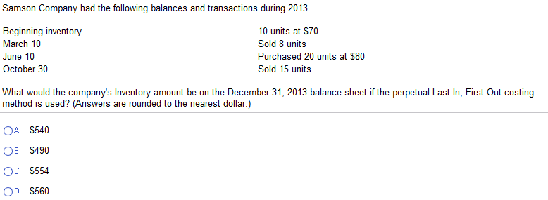 Solved Samson Company had the following balances and | Chegg.com
