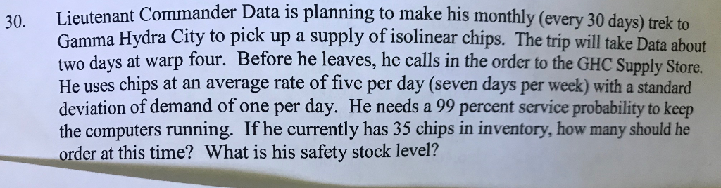 Solved Lieutenant Commander Data is planning to make his | Chegg.com