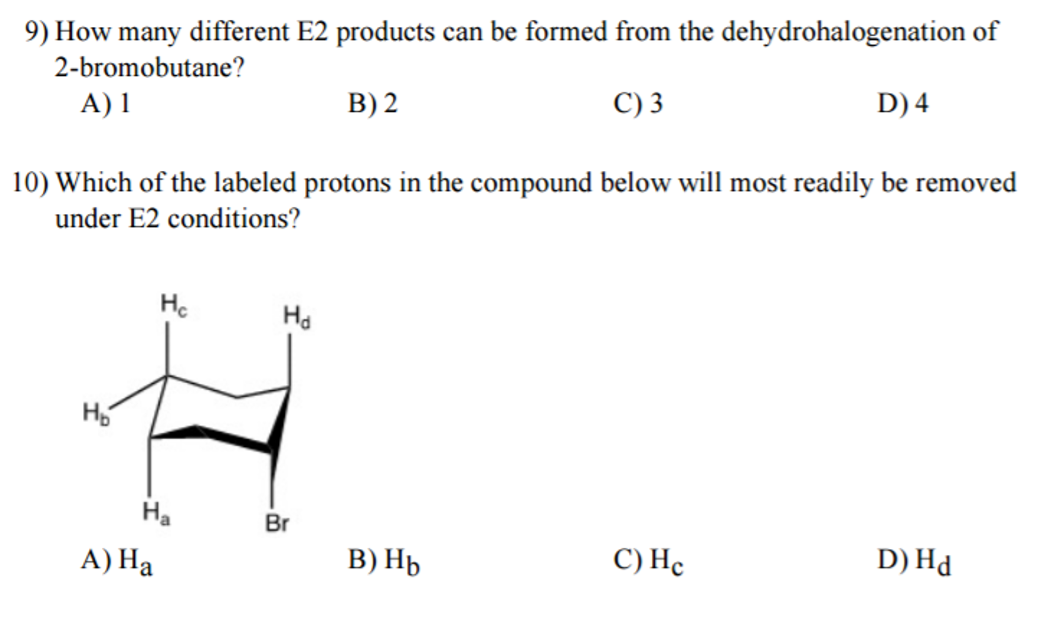 Solved How many different E2 products can be formed from the | Chegg.com