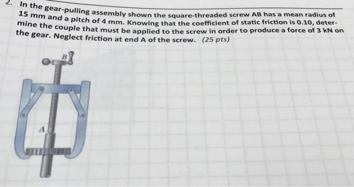 Solved In the gear-pulling assembly shown the | Chegg.com