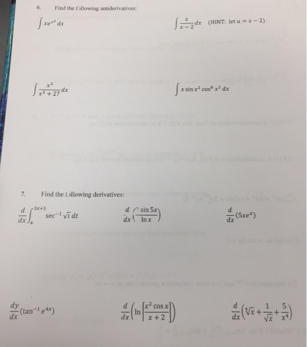 Solved Find the following antiderivatives: integral xe^x^2 | Chegg.com