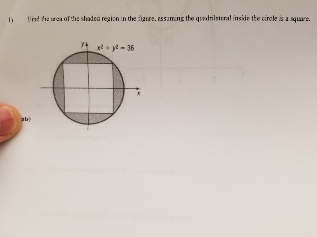 Solved 1) Find the area of the shaded region in the figure, | Chegg.com