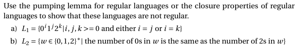 Solved Use the pumping lemma for regular languages or the | Chegg.com