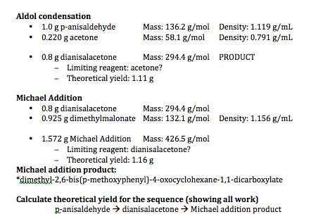 Solved Aldol condensation Michael Addition - Limiting | Chegg.com
