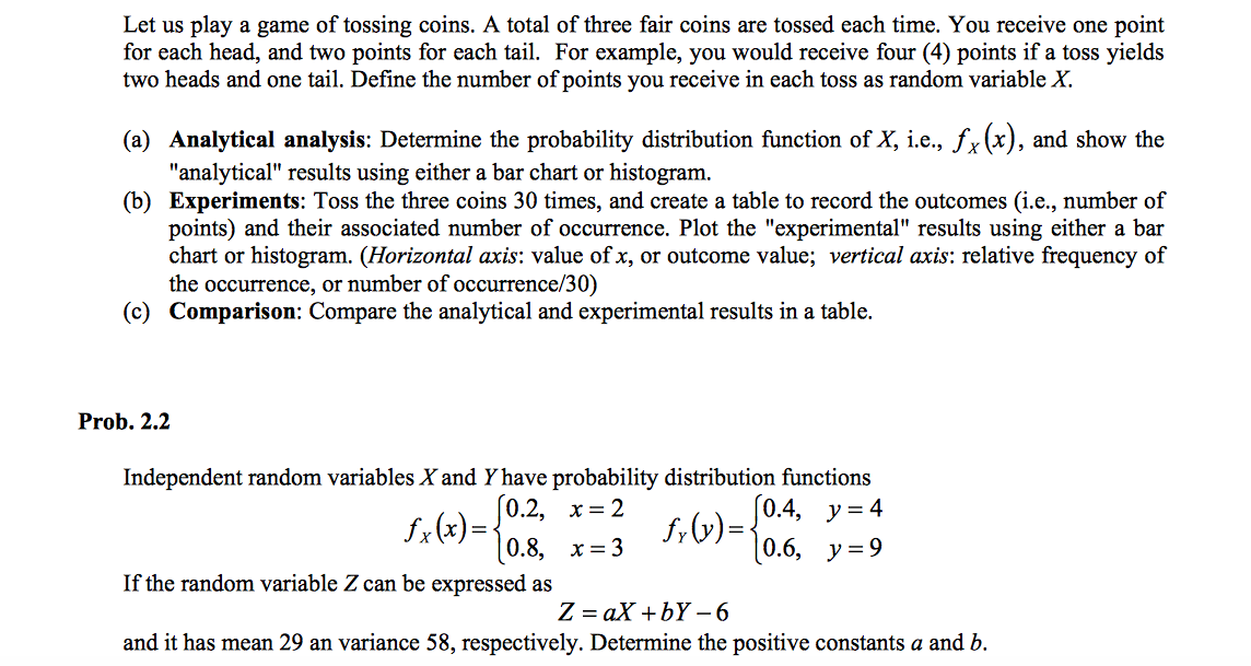 Solved Let us play a game of tossing coins. A total of three | Chegg.com
