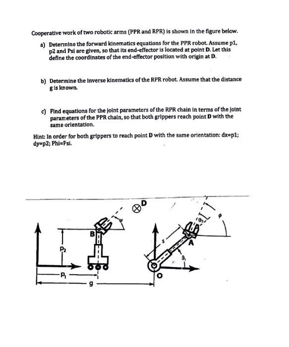 Solved Cooperative work of two robotic arms (PPR and RPR) is | Chegg.com