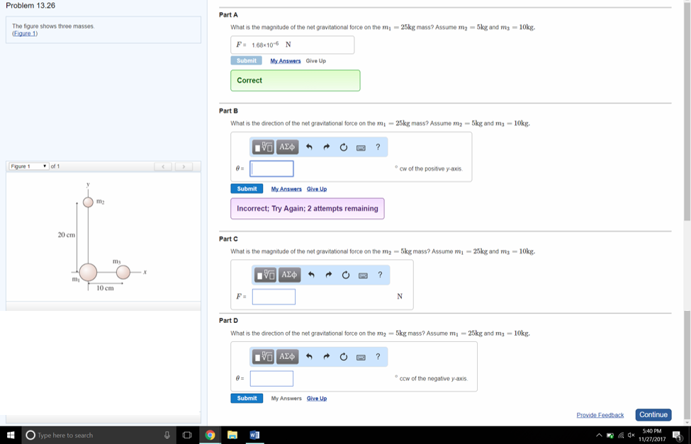 Solved Problem 13.26 Part A The figure shows three masses | Chegg.com
