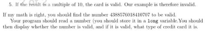 Solved Validating Credit Cards Credit card numbers are not | Chegg.com