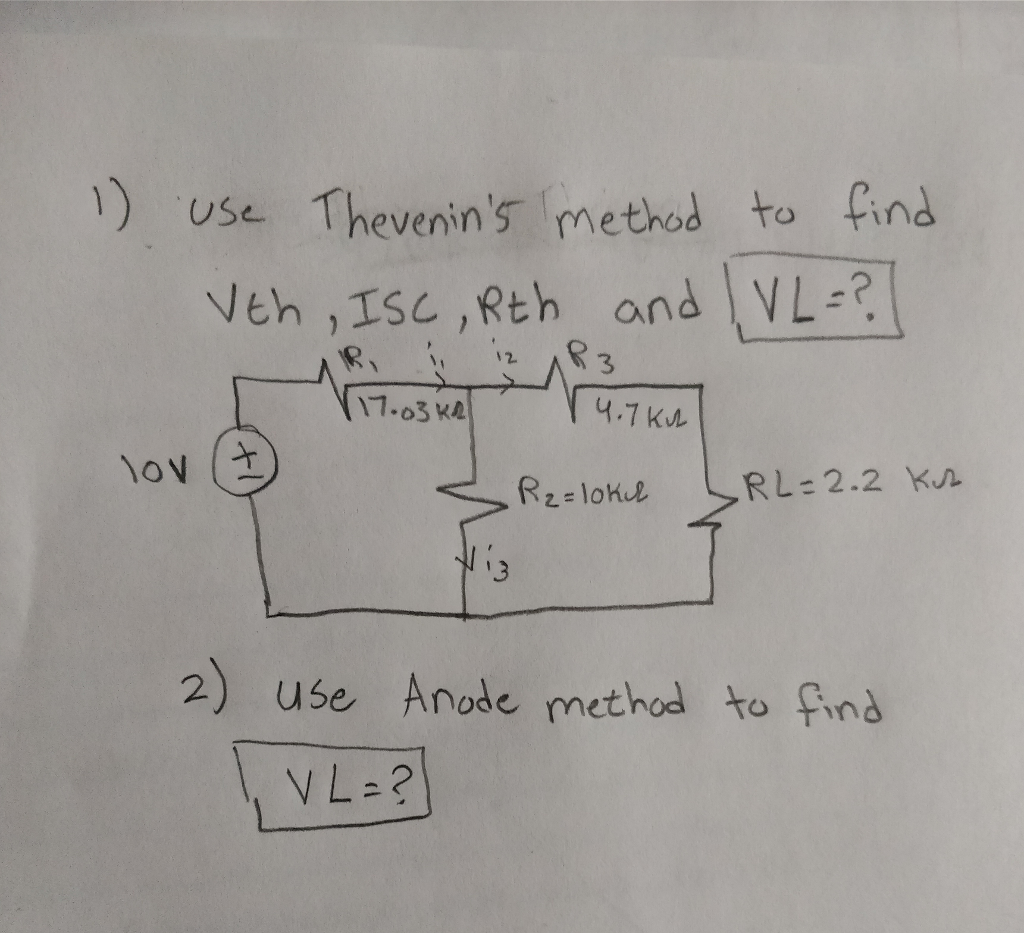Solved 1- Find VTH, RTH, ISC and VL using Thevenin's | Chegg.com