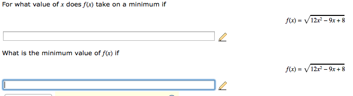 Solved For what value of x does f(x) take on a minimum if | Chegg.com