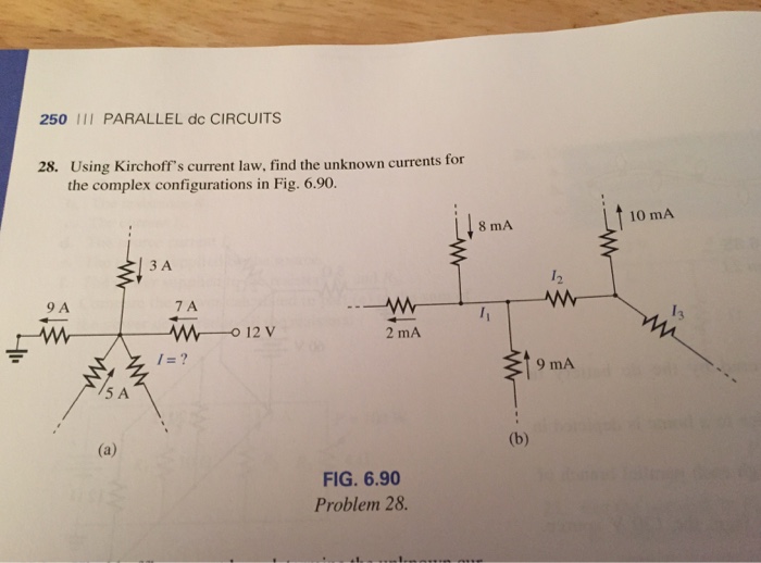Solved Using Kirchofs current law. find the unknown currents | Chegg.com