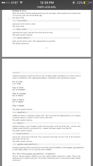Solved Write C Member Function Implementations For The