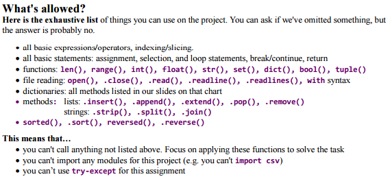 Solved What's allowed? Here is the exhaustive list of things | Chegg.com