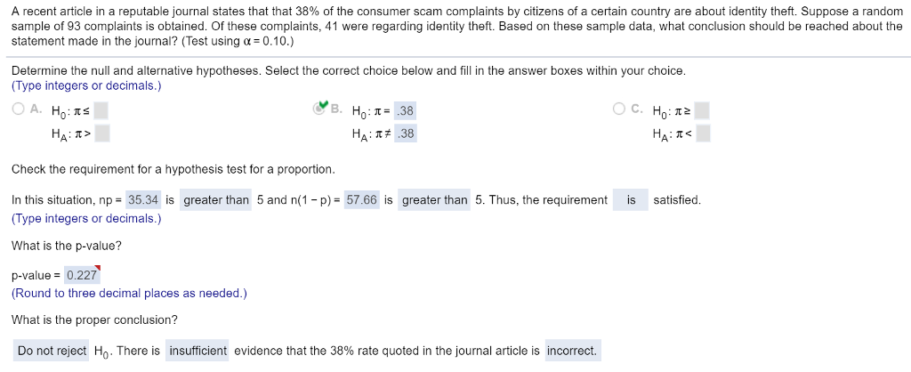 Solved A recent article in a reputable journal states that | Chegg.com