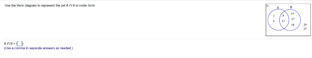 Solved Use the Venn diagram to represent the set in roster | Chegg.com