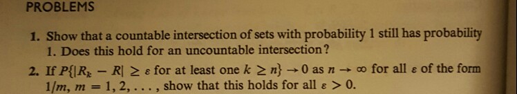 Solved PROBLEMS 1. Show that a countable intersection of | Chegg.com