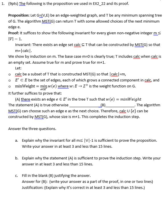 1. (9pts) The following is the proposition we used in | Chegg.com