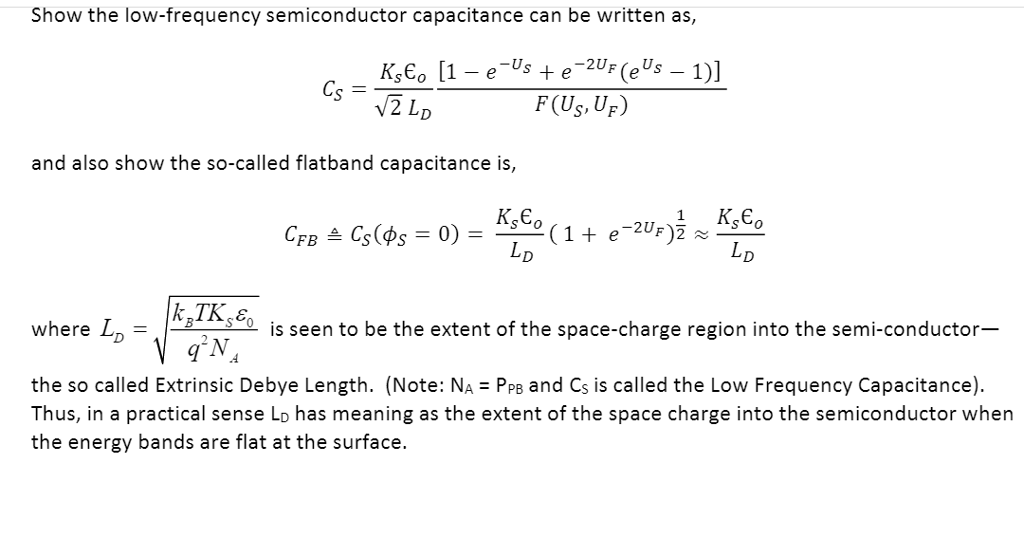 Show The Low Frequency Semiconductor Capacitance Can