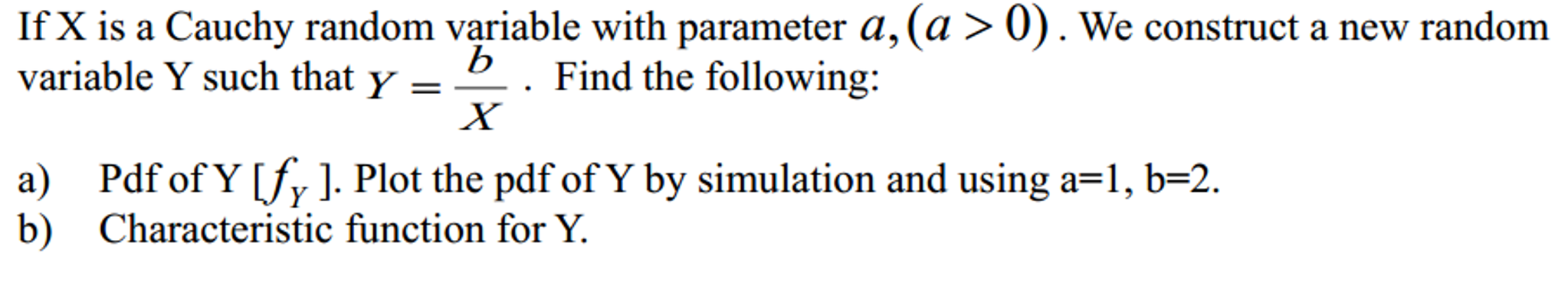 Solved If X is a Cauchy random variable with parameter a, (a | Chegg.com