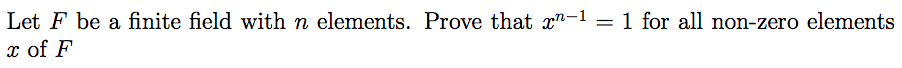 Solved Let F be a finite field with n elements. Prove that | Chegg.com