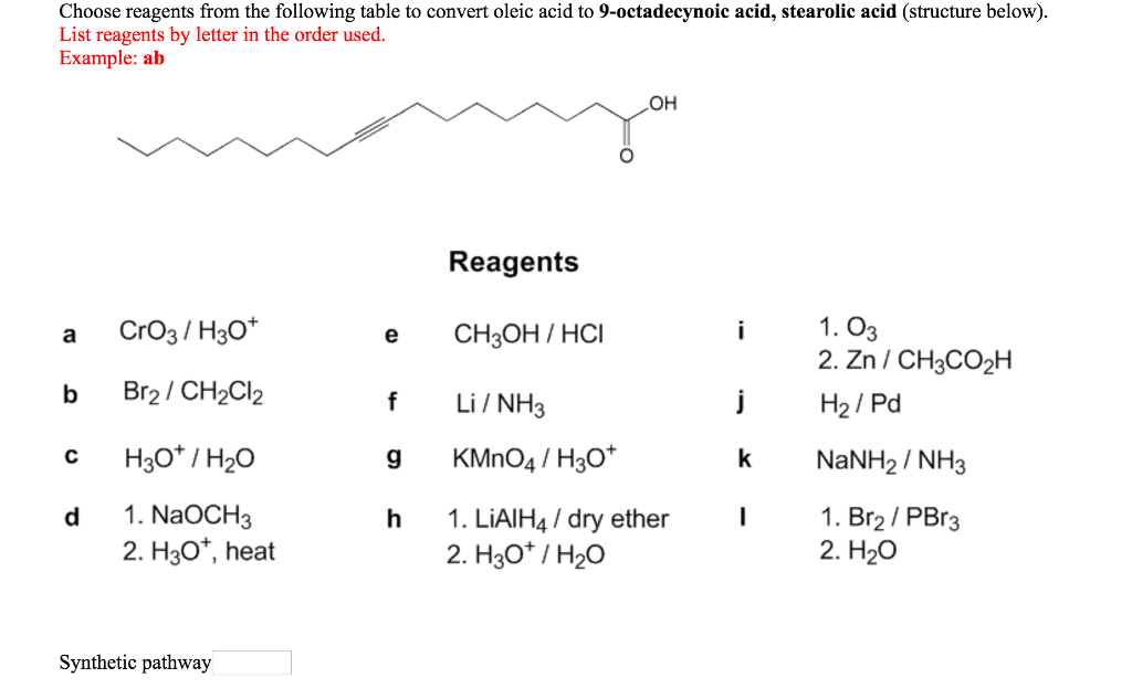 Solved Choose reagents from the following table to convert | Chegg.com