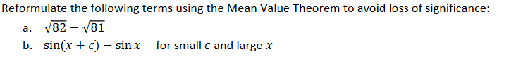 Solved Reformulate the following terms using the Mean Value | Chegg.com