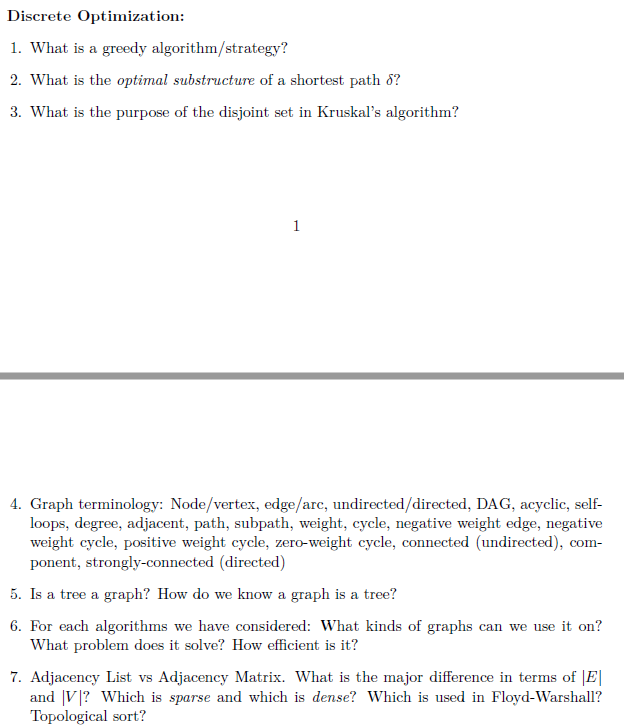 Discrete Optimization: 1. What is a greedy | Chegg.com