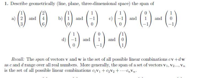 Solved Describe geometrically (line, plane, | Chegg.com