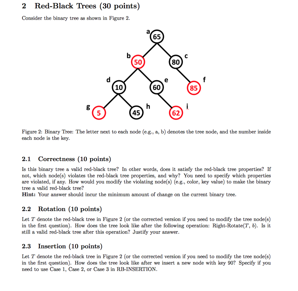 Solved 2 Red-Black Trees (30 points) Consider the binary | Chegg.com