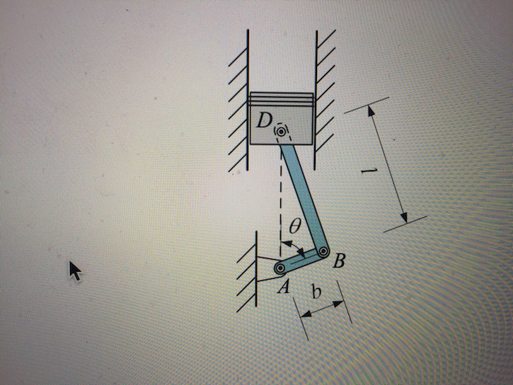 Solved In the engine system shown, l = 8 in , and b = 3 in . | Chegg.com