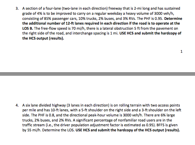 Solved A section of a four-lane (two-lane in each direction) | Chegg.com