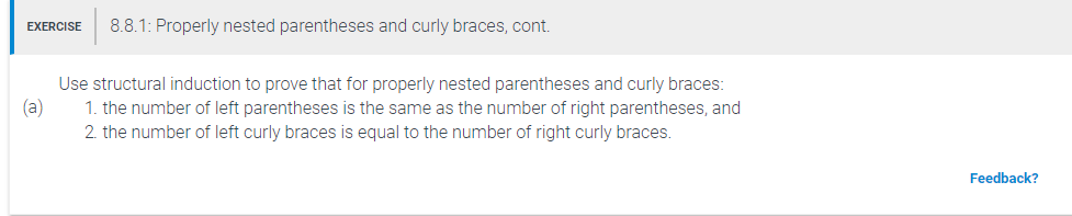 Solved: EXERCISE 8.8.1: Properly Nested Parentheses And Cu... | Chegg.com