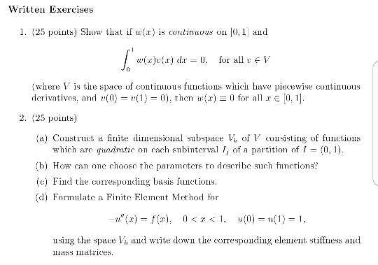 Solved Written Dxercises 1. 25 points) Show that if w) is | Chegg.com