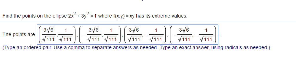Solved Find the points on the ellipse 2x^2 + 3y^2 = 1 where | Chegg.com