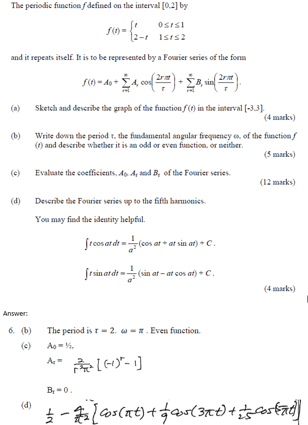 Solved The periodic function f defined on the interval [0.2 | Chegg.com