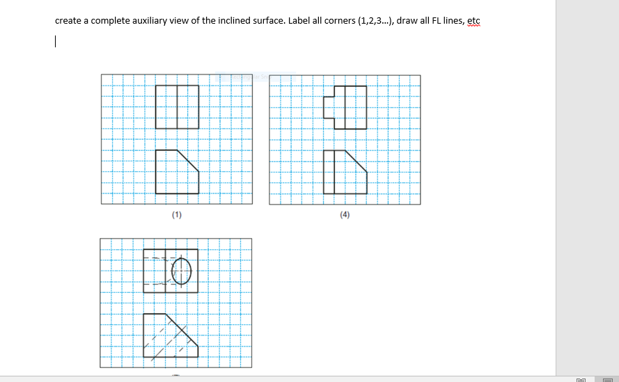 Solved Create a complete auxiliary view of the inclined | Chegg.com