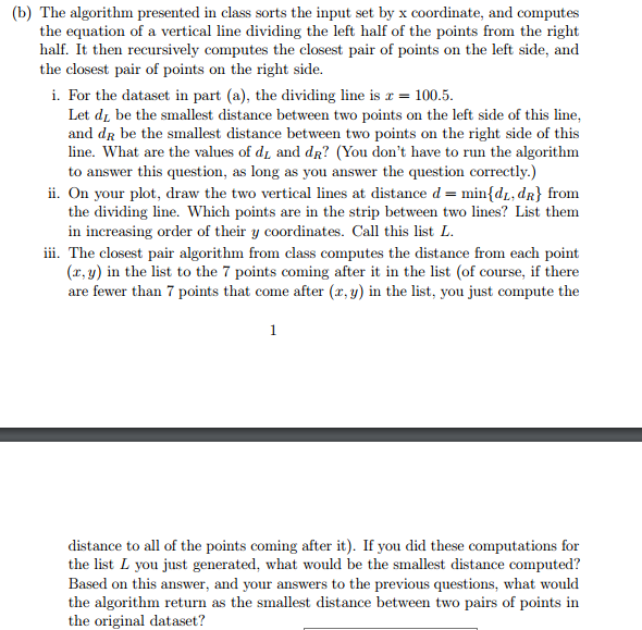 Solved 1. The closest pair of points algorithm (in 2 | Chegg.com