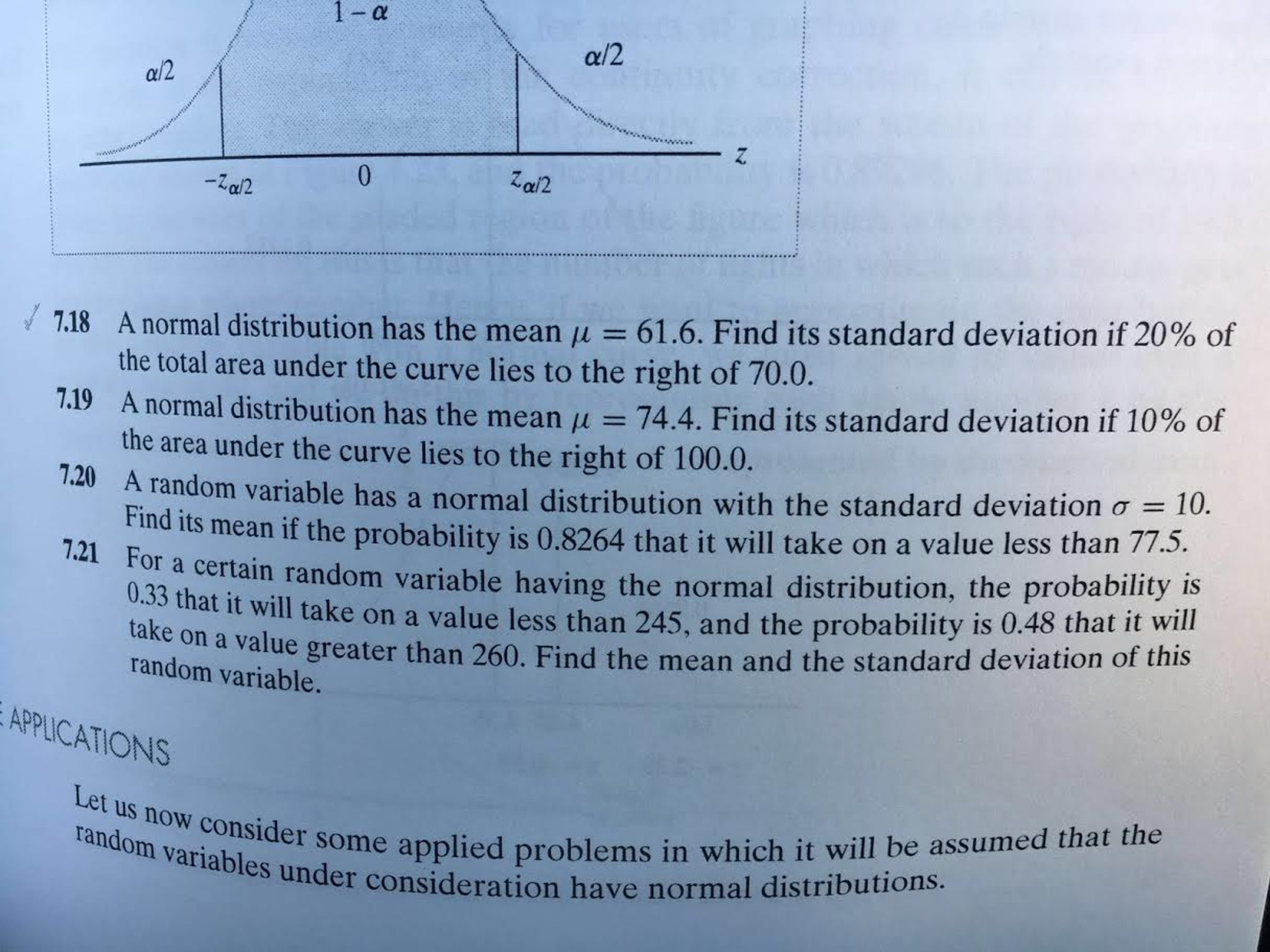 Solved A normal distribution has the mean mu = 61.6. Find | Chegg.com