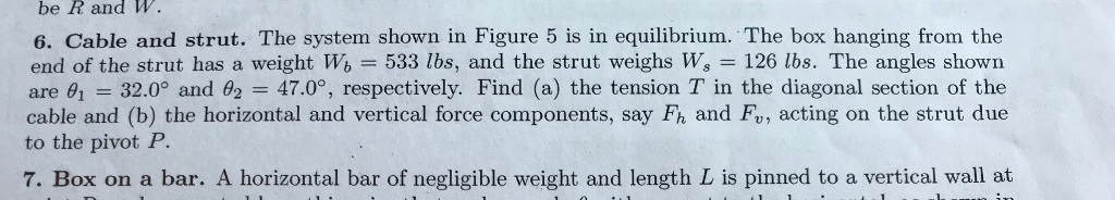Solved be R and W 6. Cable and strut. The system shown in | Chegg.com