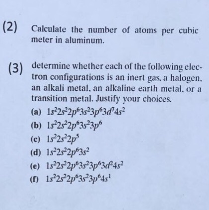 Solved Calculate the number of atoms per cubic meter in | Chegg.com