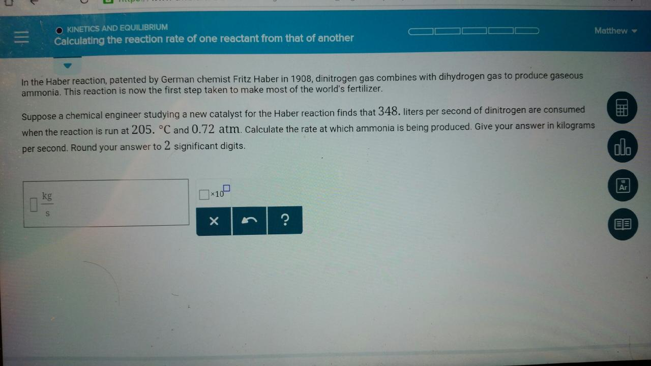 Solved In the Haber reaction, patented by German chemist | Chegg.com