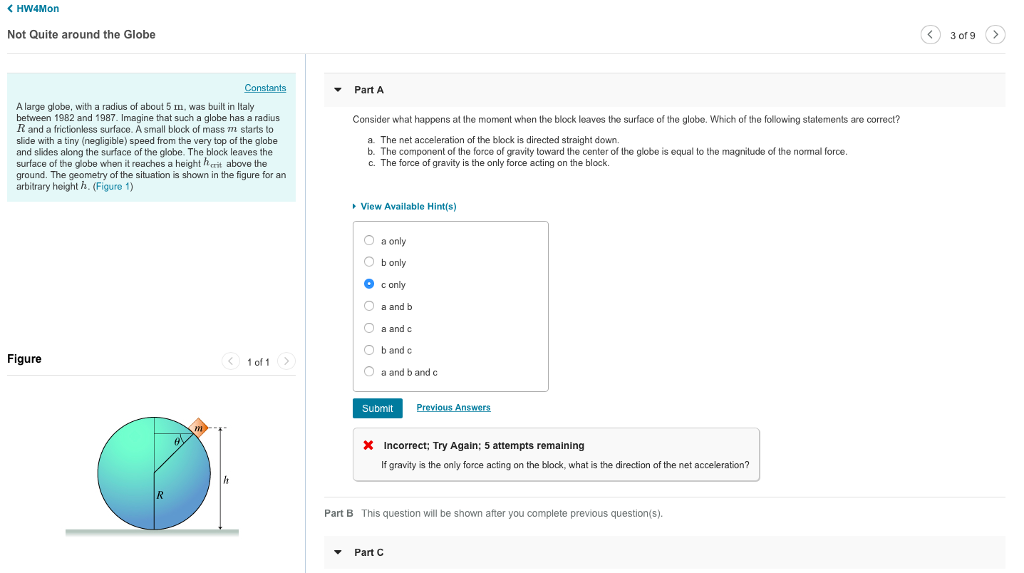 Solved Part C Using Newton's 2nd law, find and expression | Chegg.com