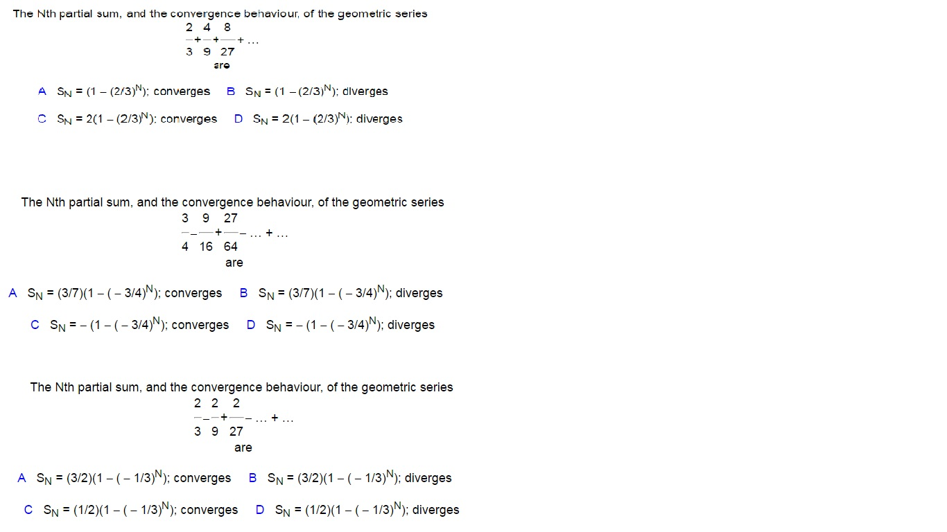 Solved The Nth partial sum, and the convergence behaviour of | Chegg.com