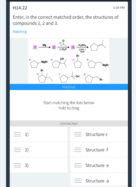 Solved Enter, in the correct matched order, the structures | Chegg.com