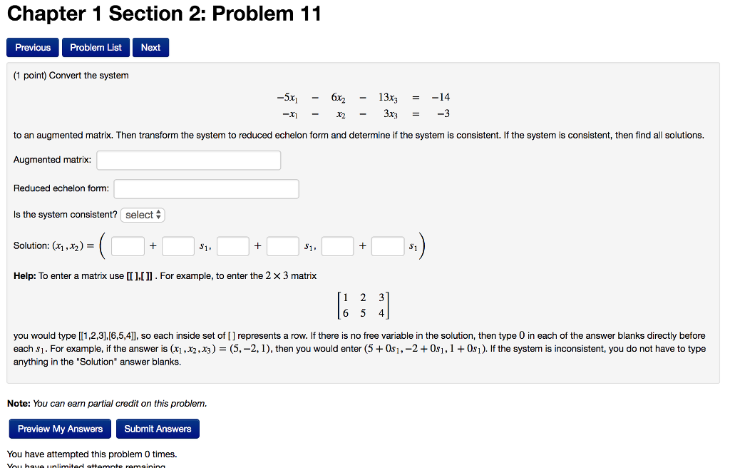 Solved Chapter 1 Section 2: Problem 11 Previous Problem List | Chegg.com