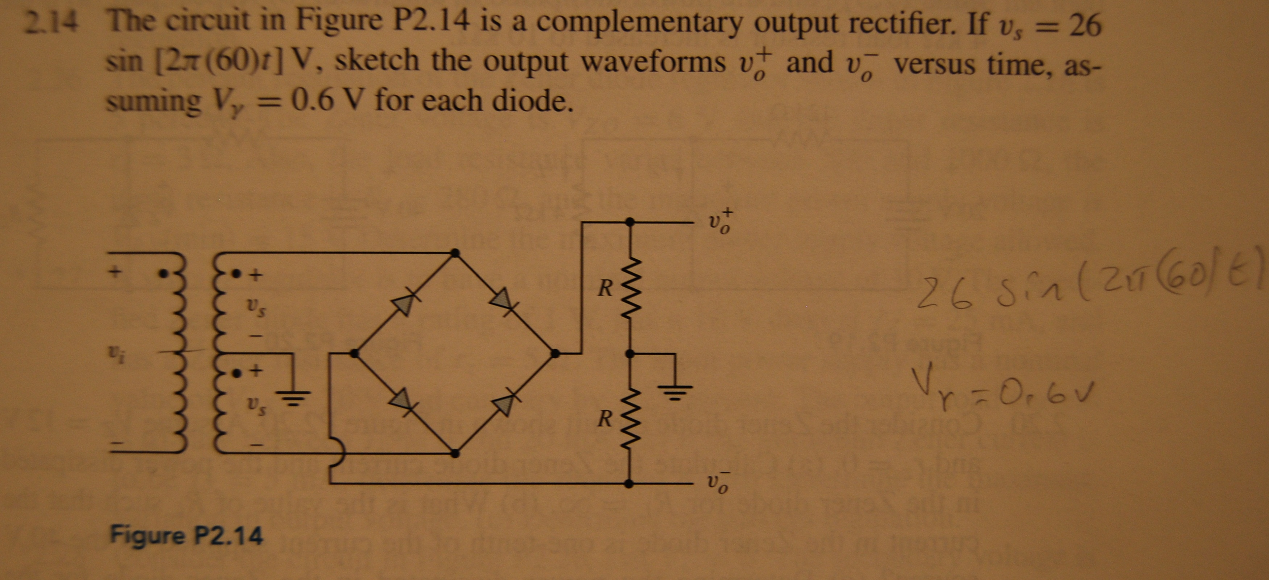 Solved The circuit in Figure P2.14 is a complementary output | Chegg.com