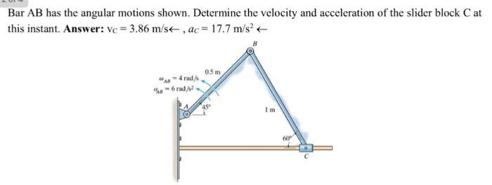 Solved Bar AB has the angular motions shown. Determine the | Chegg.com